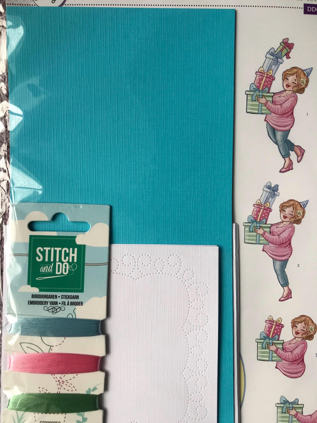 Embroidery Decoupage Card Kit, Stitch & Glue Designs - Etsy