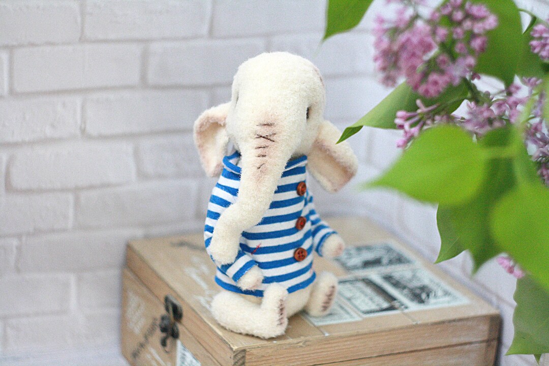 Artisan Stuffed Elephant Plush, Small Fabric Animal Doll, Waldorf ...
