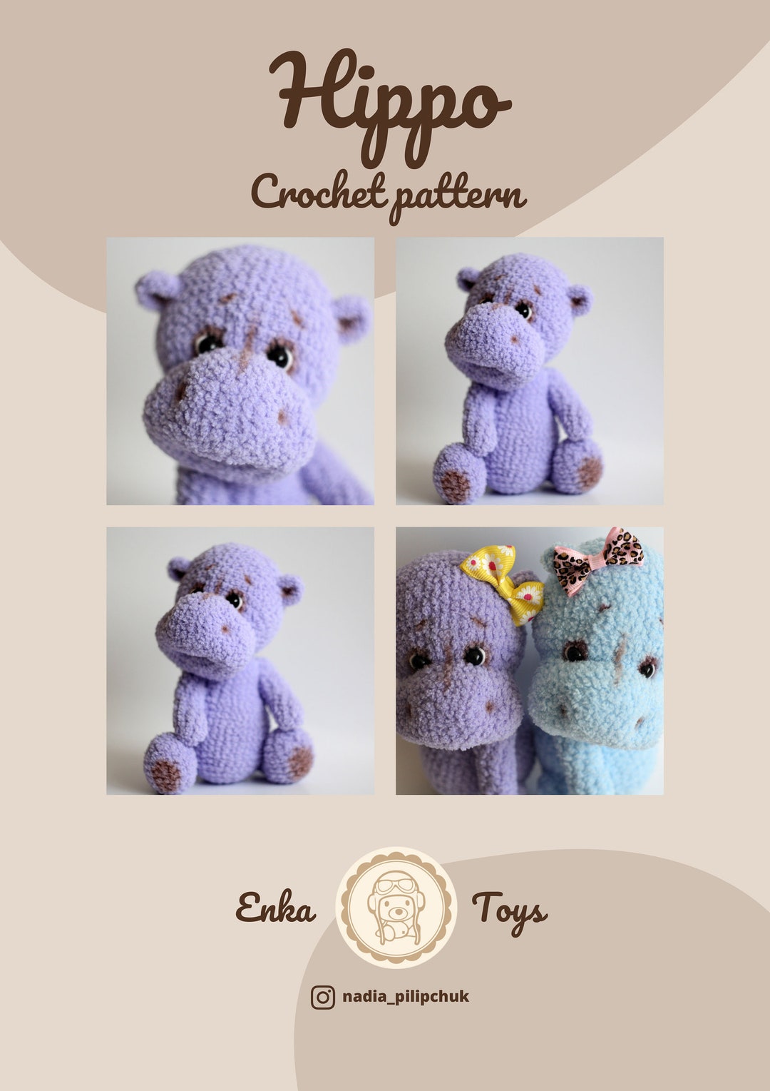 Crochet Hippo Pattern, Amigurumi Hippo Pattern, Hippo Amigurumi English ...