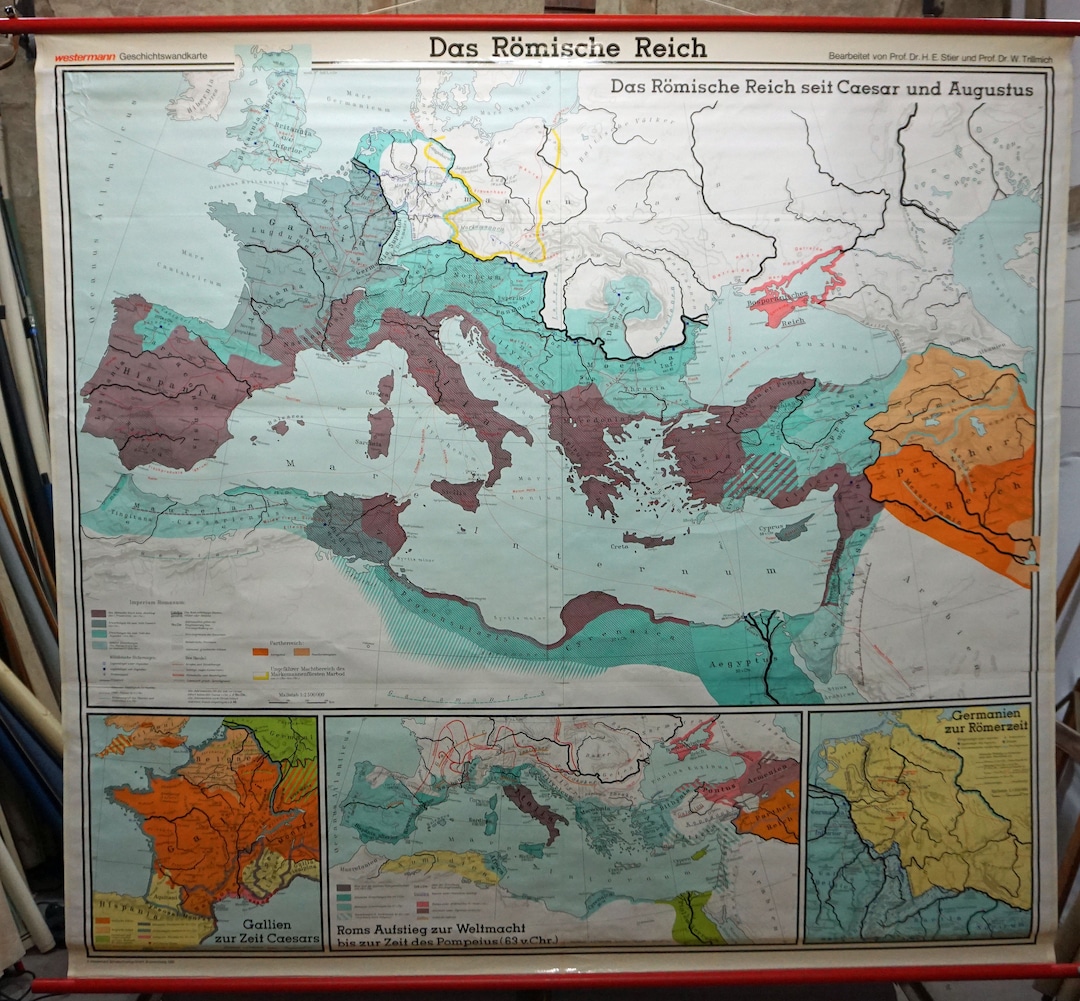 Vintage Mural Map of Roman Empire Wall Chart Poster Print - Etsy UK