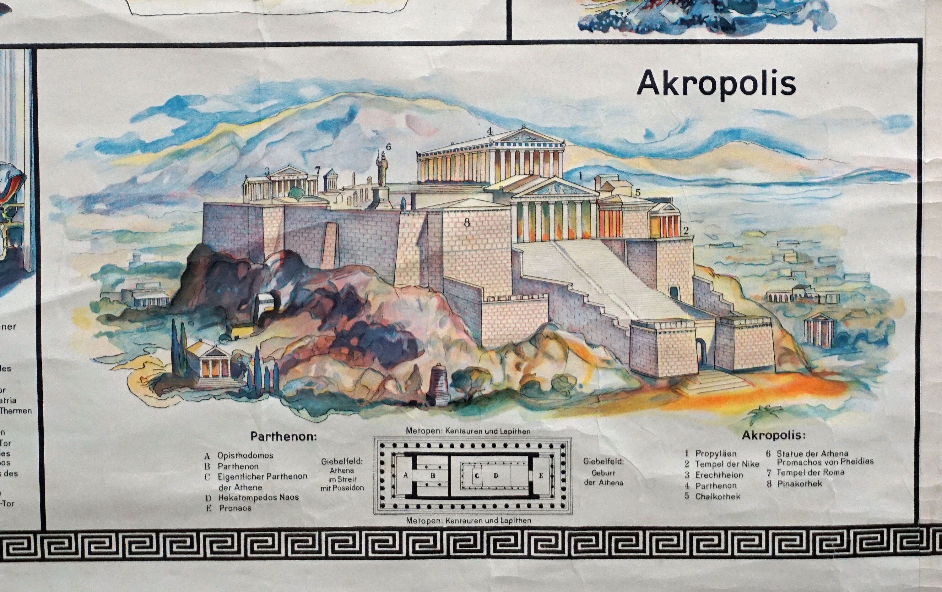 Classical Greece Athens Acropolis Picture Rollable Wall Chart History ...