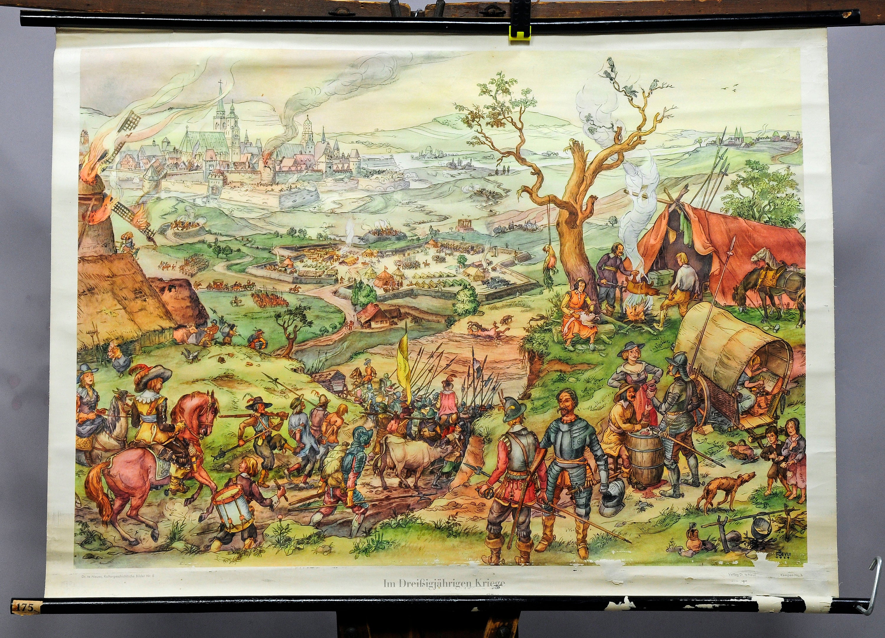 Vintage Picture Rollable Poster Wall Chart Thirty Years War Central ...