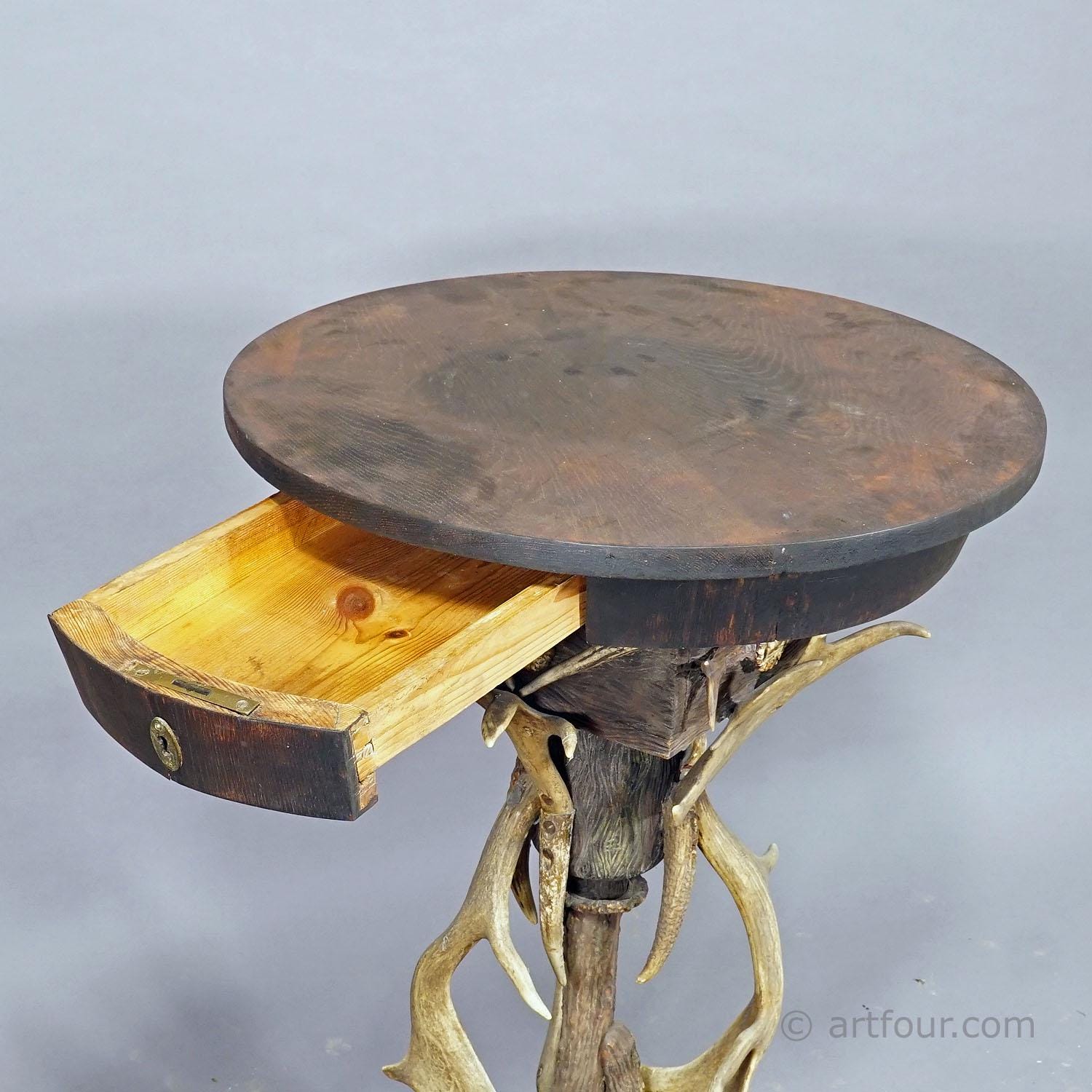 Elaborate Handmade Black Forest Style Antler Side Table Ca. 1900 - Etsy