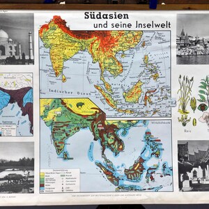 Wall Chart Poster Map South Asia Island World India Taj Mahal - Etsy