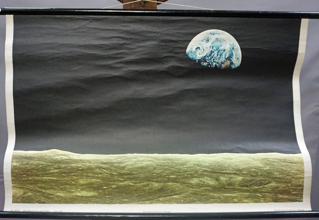 Space Wallchart Vintage Poster Horizon of the Moon and Earth - Etsy