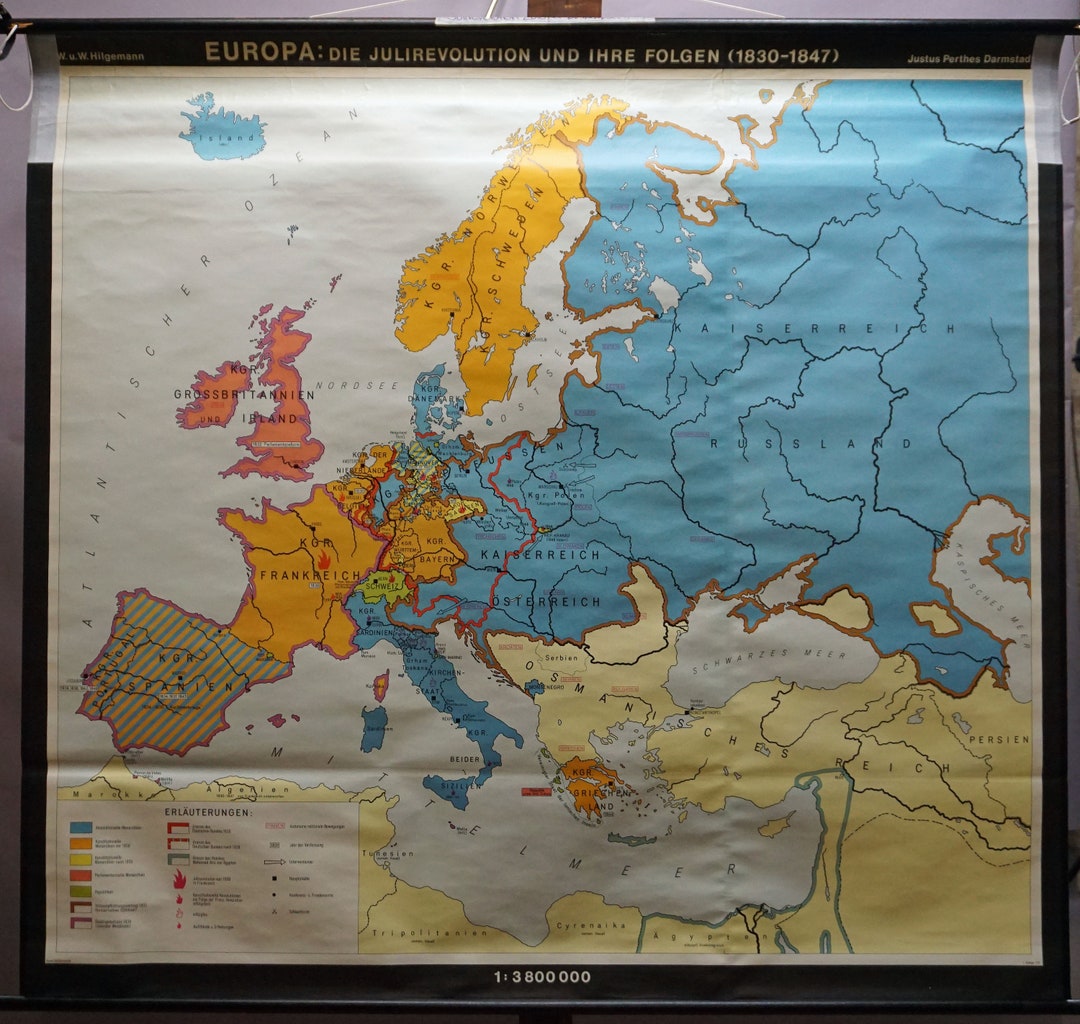 Vintage Rollable Map European History 1830-1847 July Revolution - Etsy