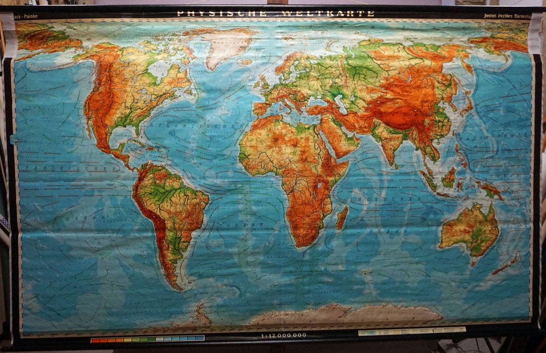 World Map Rollable Decorative Wall Chart Earth Poster - Etsy