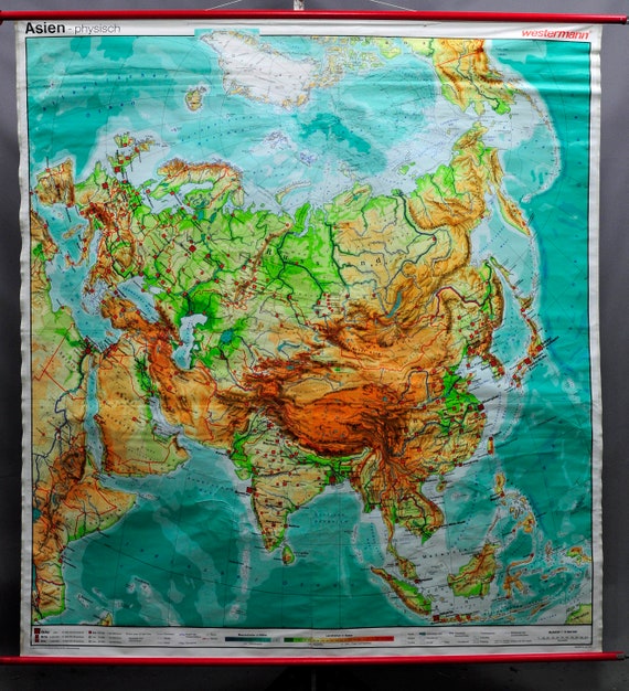 Rollable Map of Asia Wall Chart Poster Cottagecore Print - Etsy