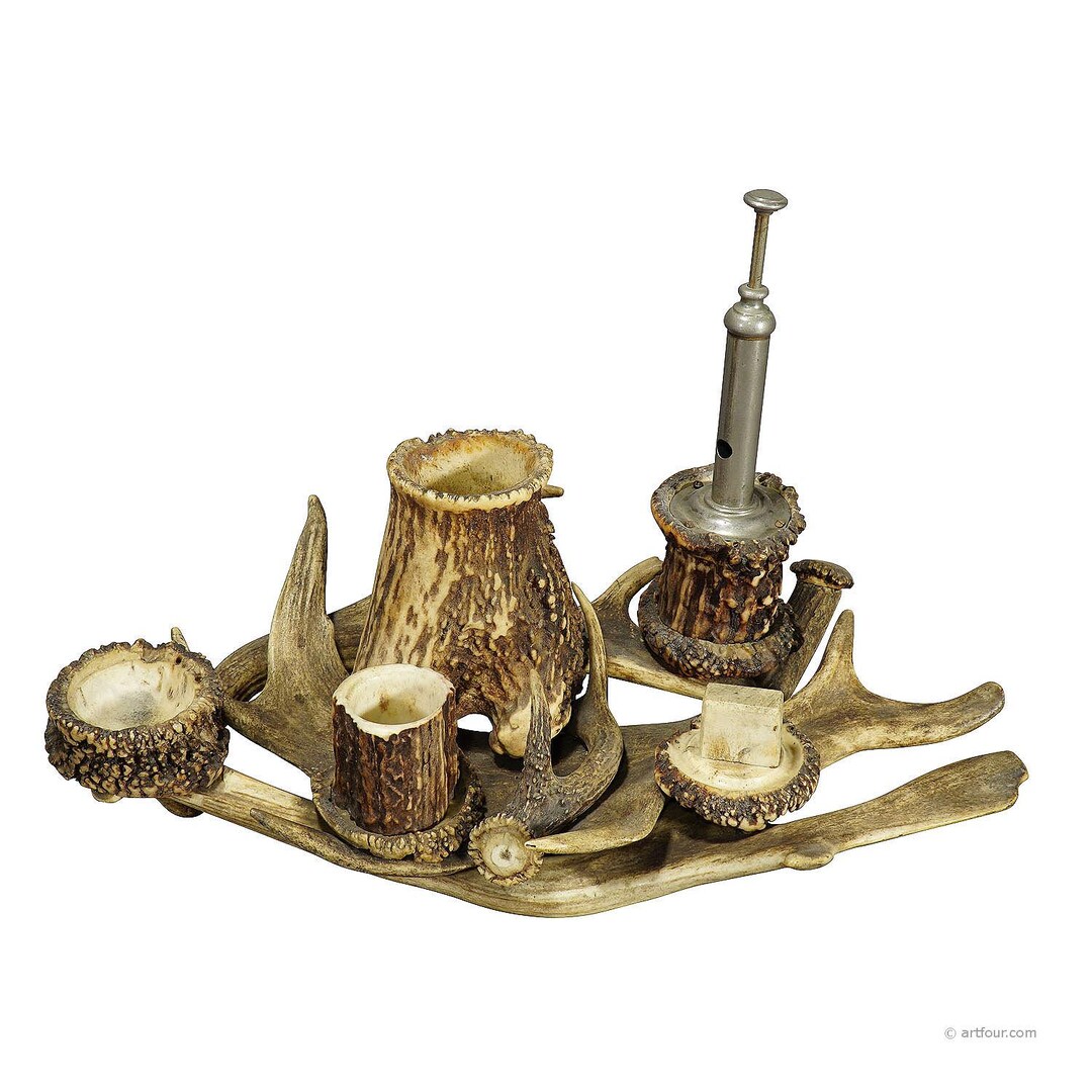 Antique Antler Smoking Desk Set Ca. 1900 - Etsy
