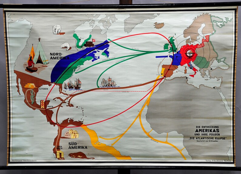 Fantastic School Wall Chart Picture Discovery America Atlantic - Etsy ...