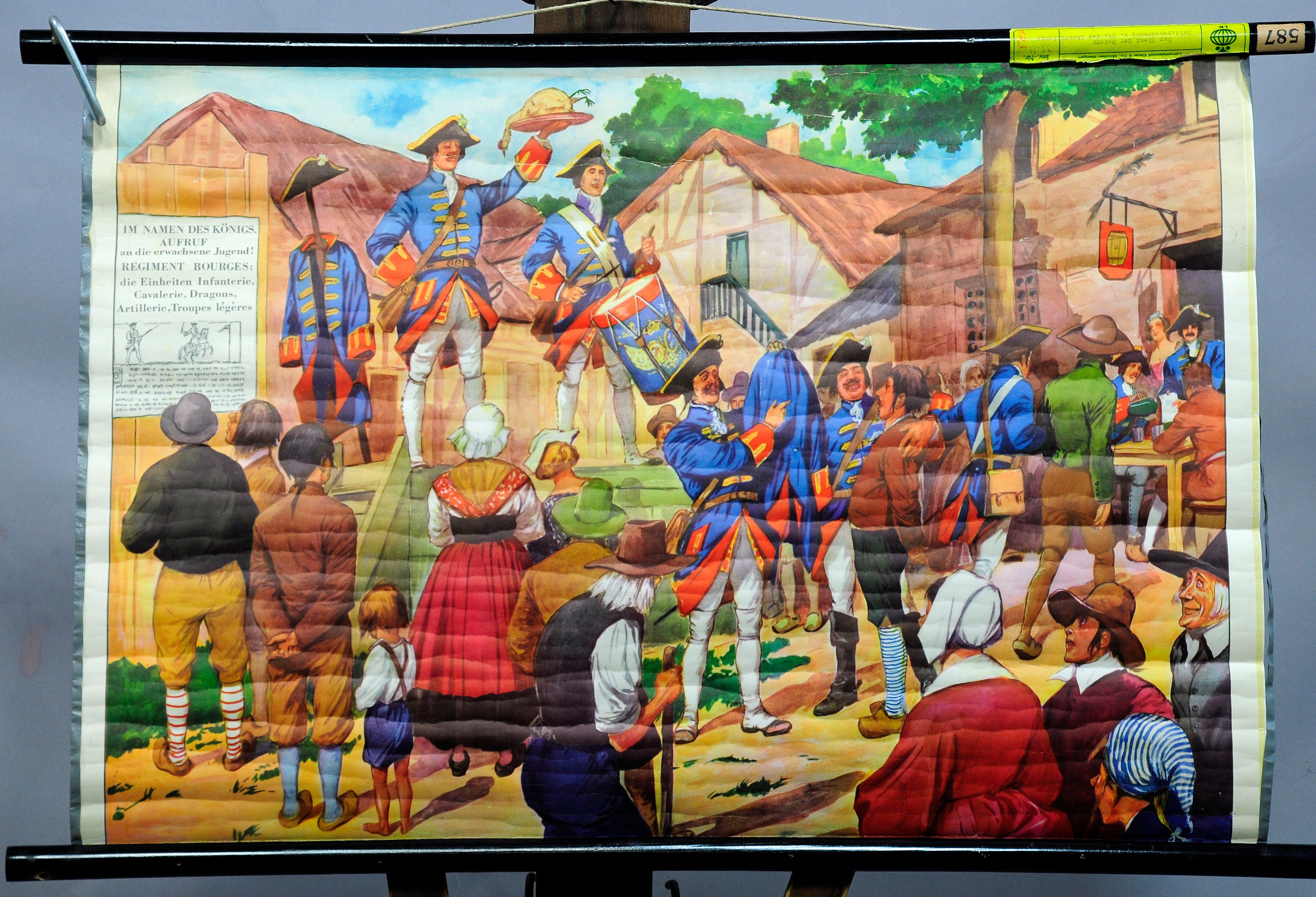 Vintage Pull-down Poster Wall Chart Misery Peasants Animals Soldier ...