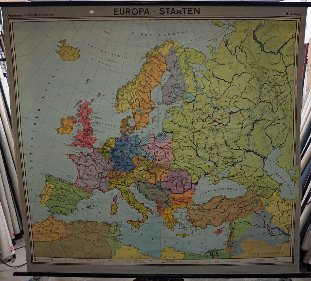 Map States of Europe Vintage Wall Chart Rollable Poster - Etsy