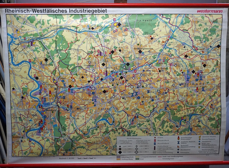Vintage Map Rollable Poster Wall Chart Industry - Etsy