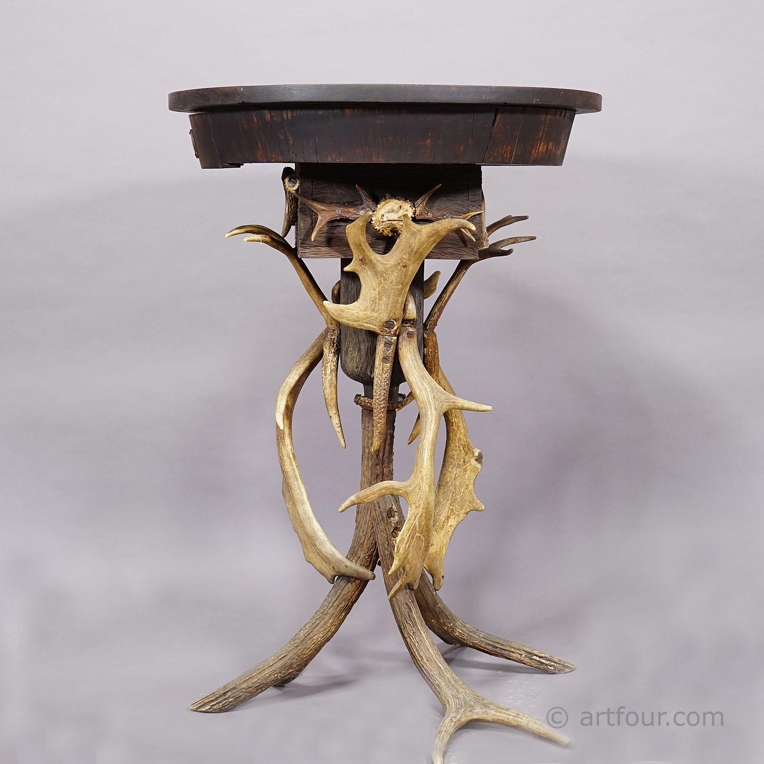 Elaborate Handmade Black Forest Style Antler Side Table Ca. 1900 - Etsy
