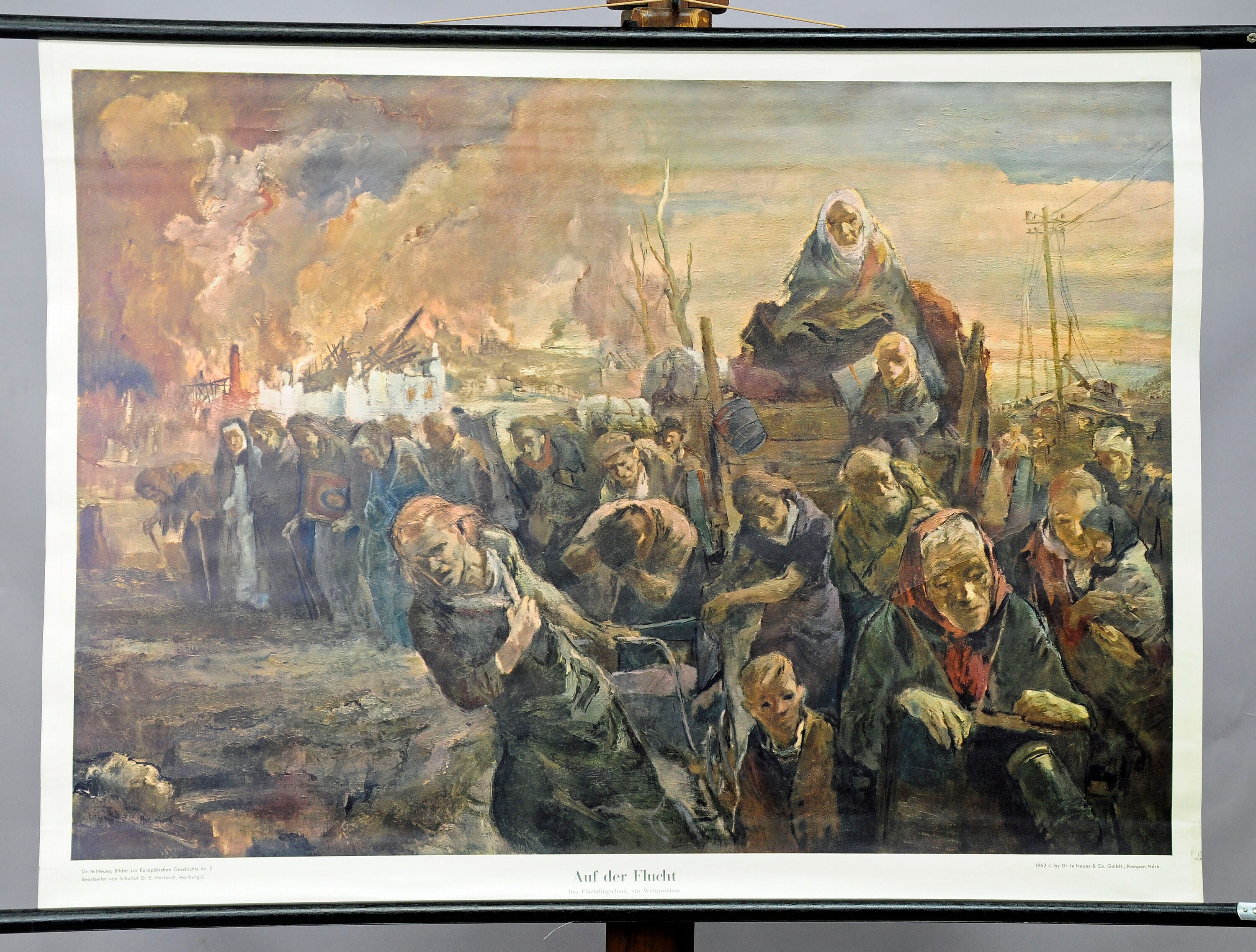 Vintage Print Rollable Wall Chart Poster Escape Refugee Misery World ...