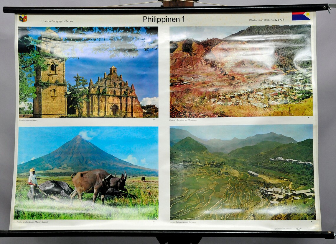 Vintage Pull-down Wall Chart Poster Philippines Landscape - Etsy
