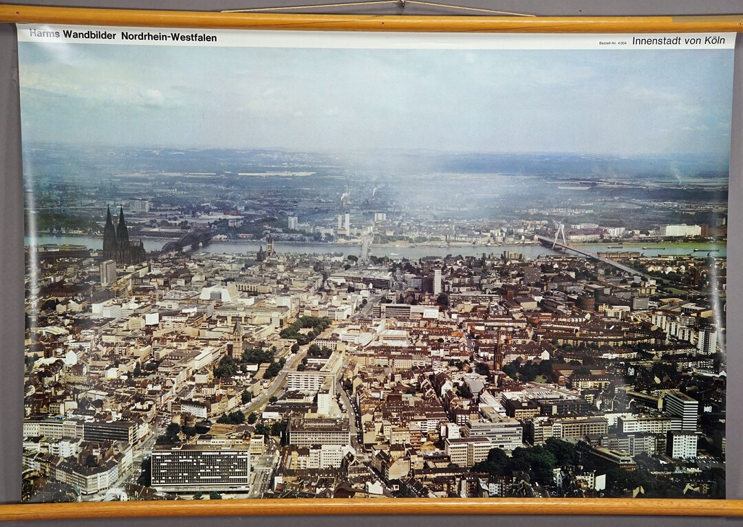 Vintage Photo Poster Mural Rollable Wall Chart Cologne City Centre ...