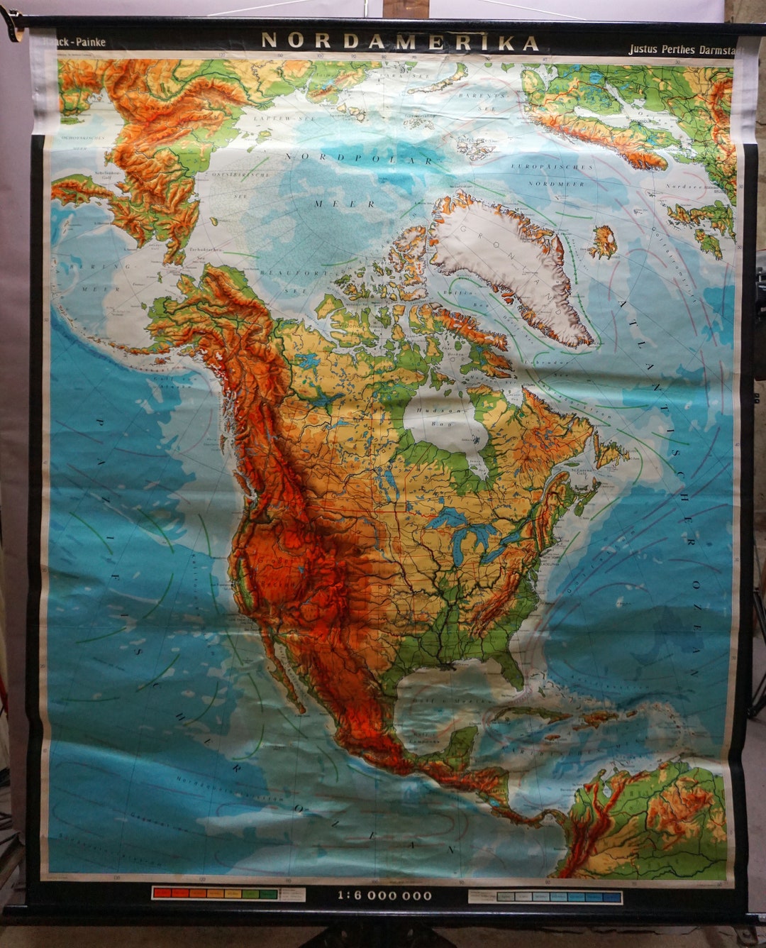 Vintage Pull-down Poster Map North America Decorative Wall Chart - Etsy