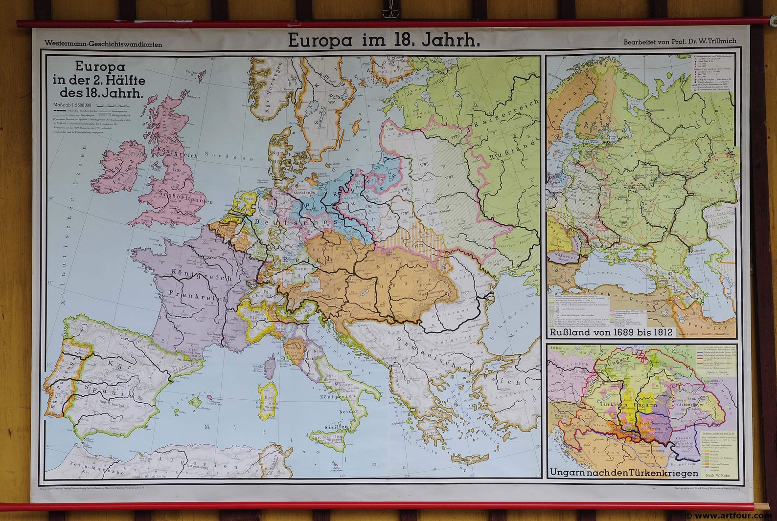 Rollable School Map European History 18th Century Wall Chart Poster ...