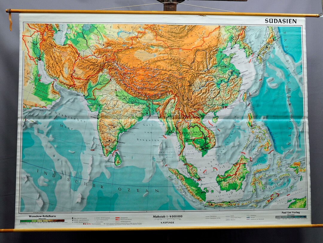 Traditional Rollable Wall Chart Poster Geography Map South - Etsy Hong Kong