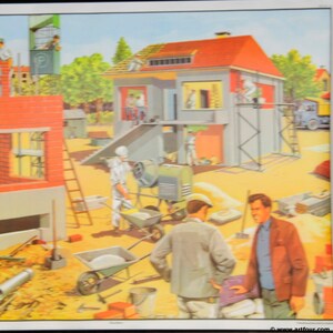 Vintage Rollable Poster Kids Wall Chart on the Building - Etsy