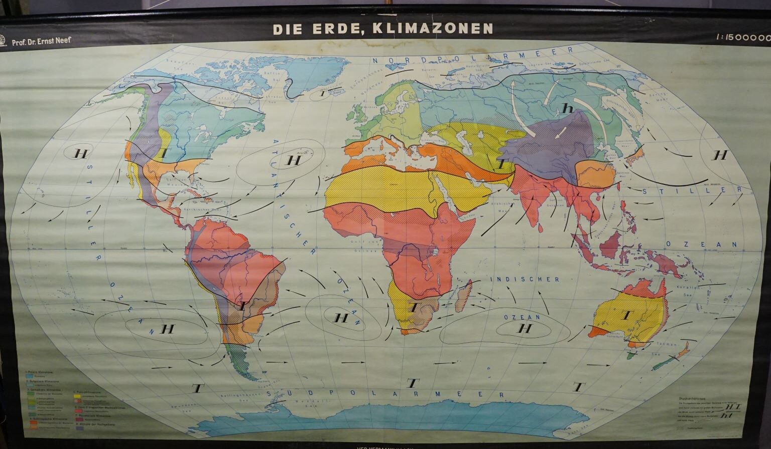 Pull-down Mural Wall Chart Poster Geography World Map the Earth Climate ...