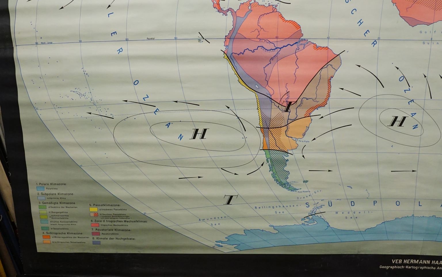 Pull-down Mural Wall Chart Poster Geography World Map the Earth Climate ...