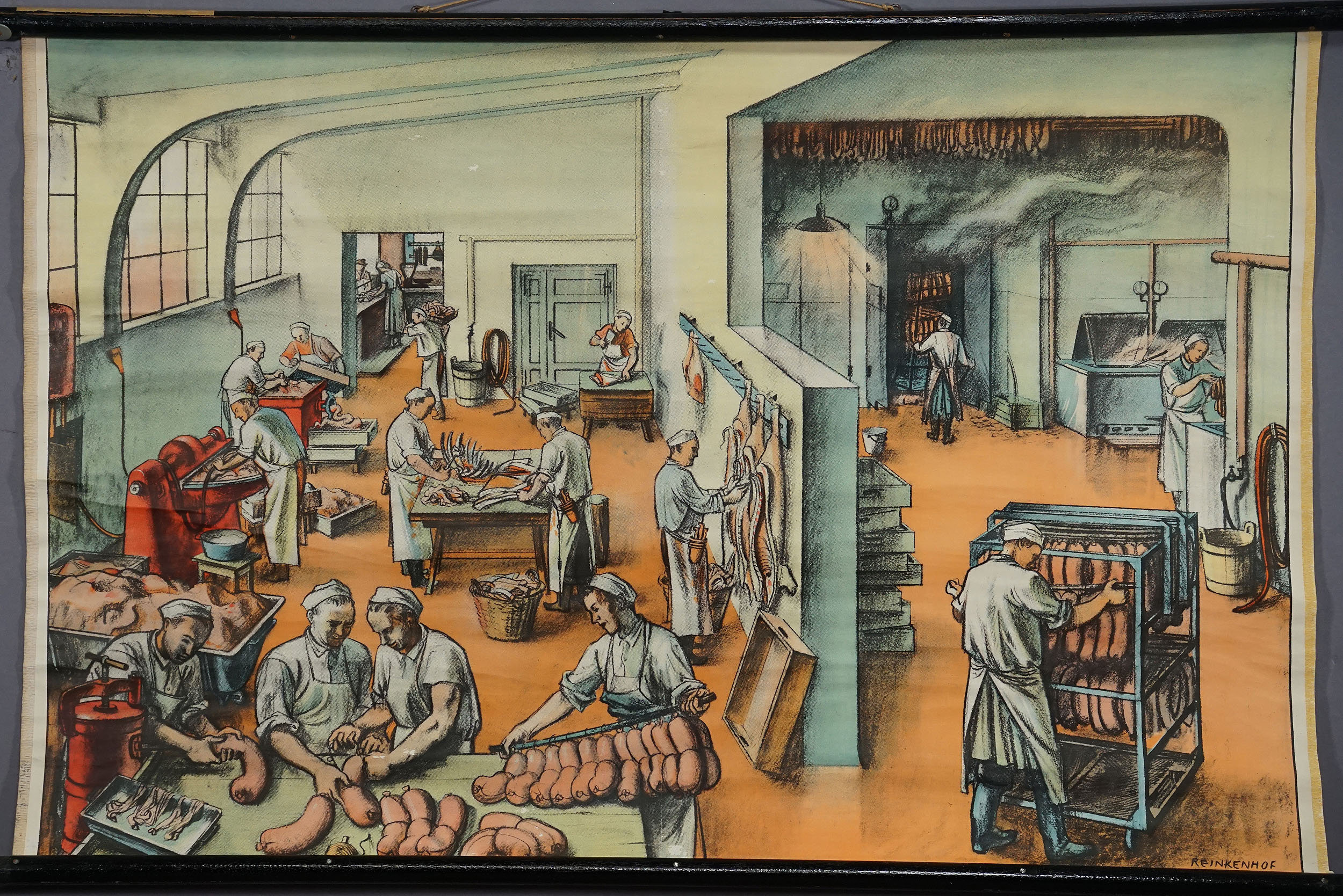 Vintage Mural Wall Chart View Into a Butcher Shop Meat Processing - Etsy