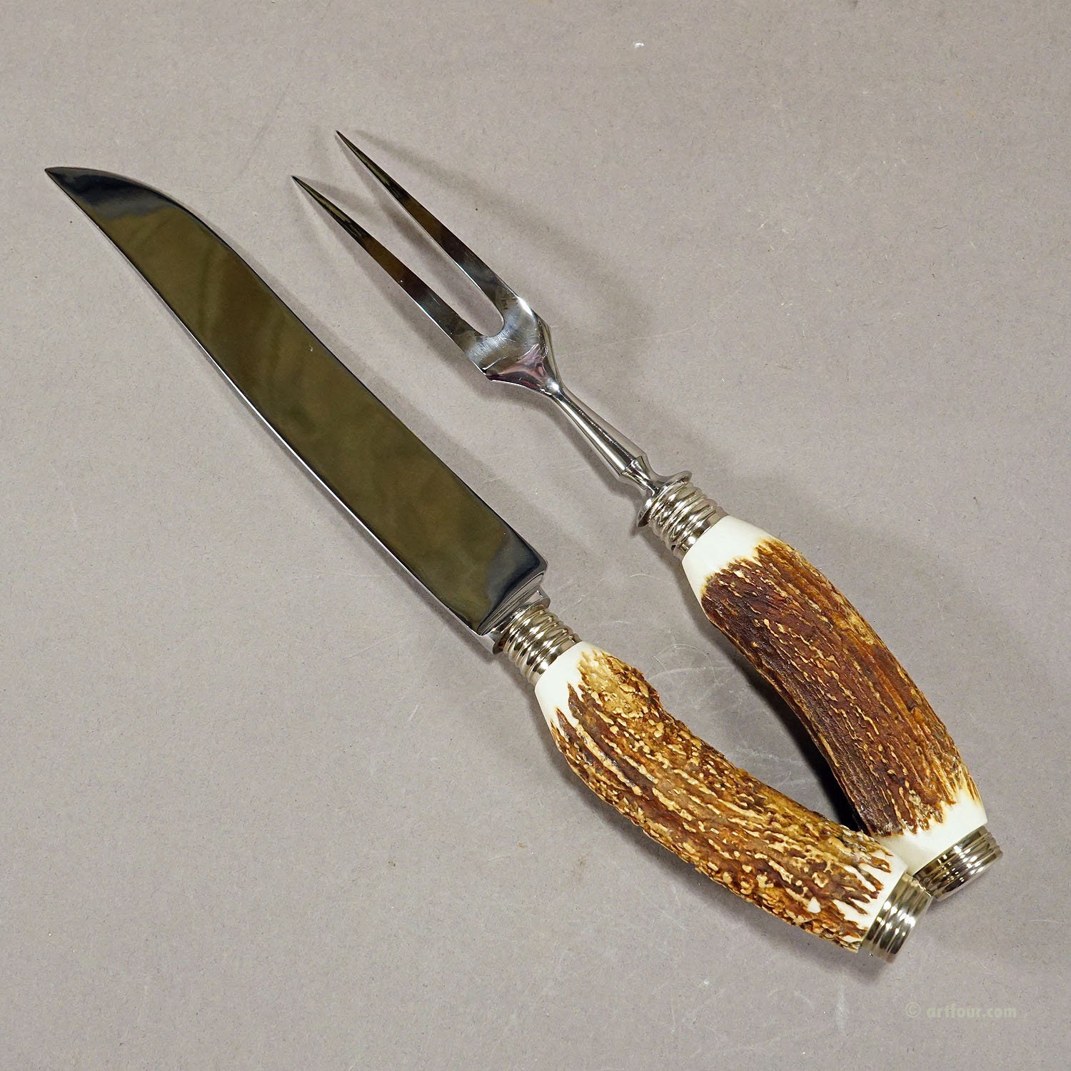 Vintage Stag Horn Carving Set Solingen, Germany - Etsy