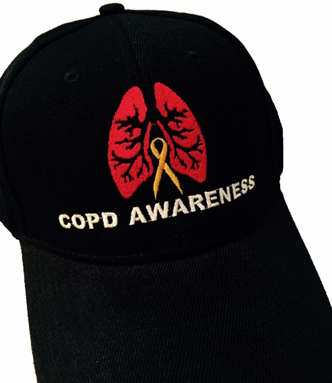Black COPD Awareness Hat, Embroidered Yellow Ribbon Cap - Etsy