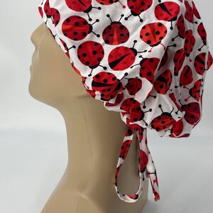 Ladybug Surgical Scrub Hat: Cotton Nursing Cap for Ponytail - Etsy
