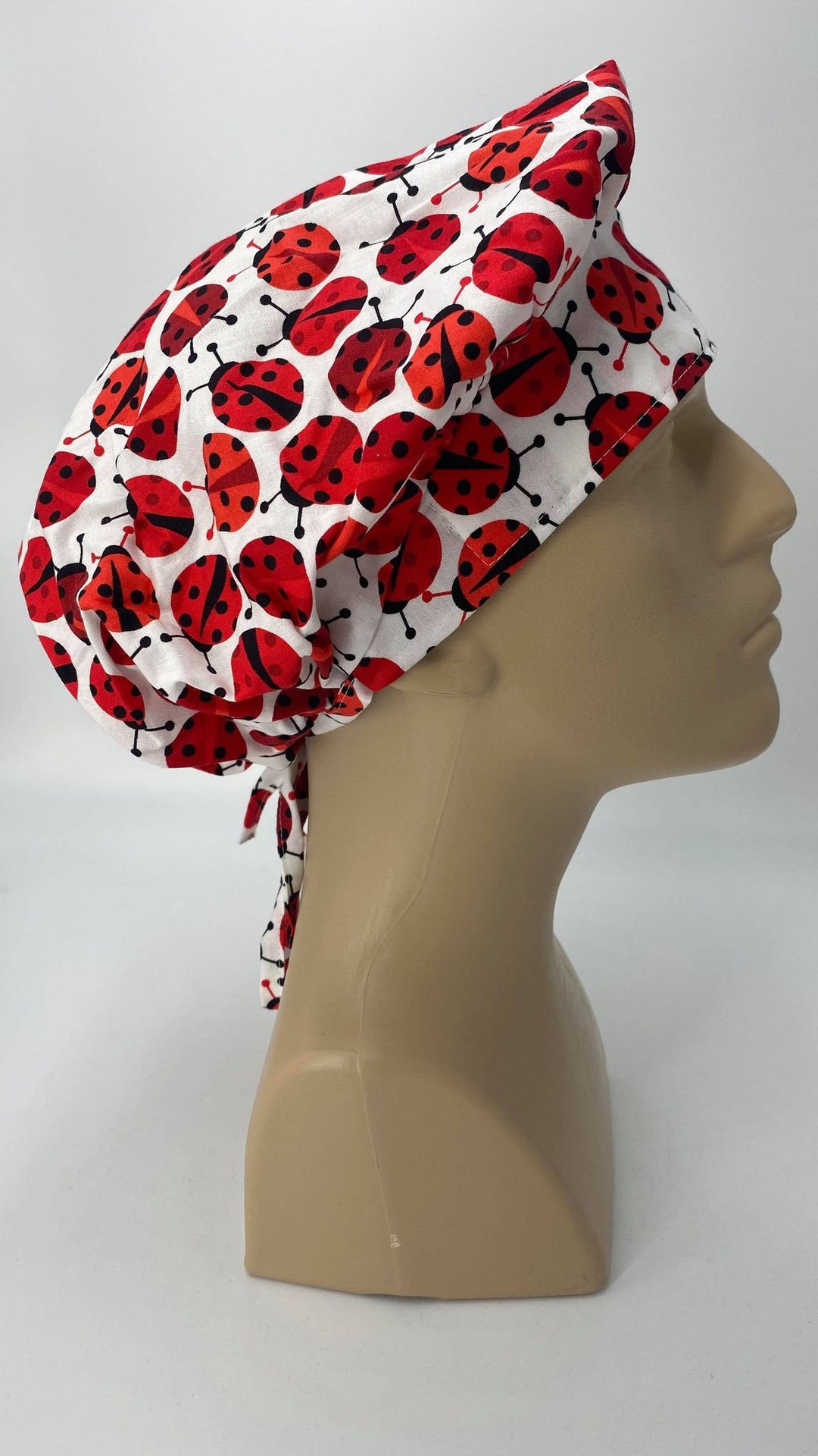 Ladybug Surgical Scrub Hat: Cotton Nursing Cap for Ponytail - Etsy