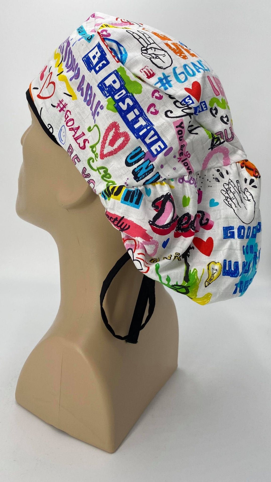 Inspirational Nursing Bouffant Scrub Hat, Ponytail Cotton Cap - Etsy