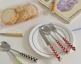 Checkered Flatware - Etsy