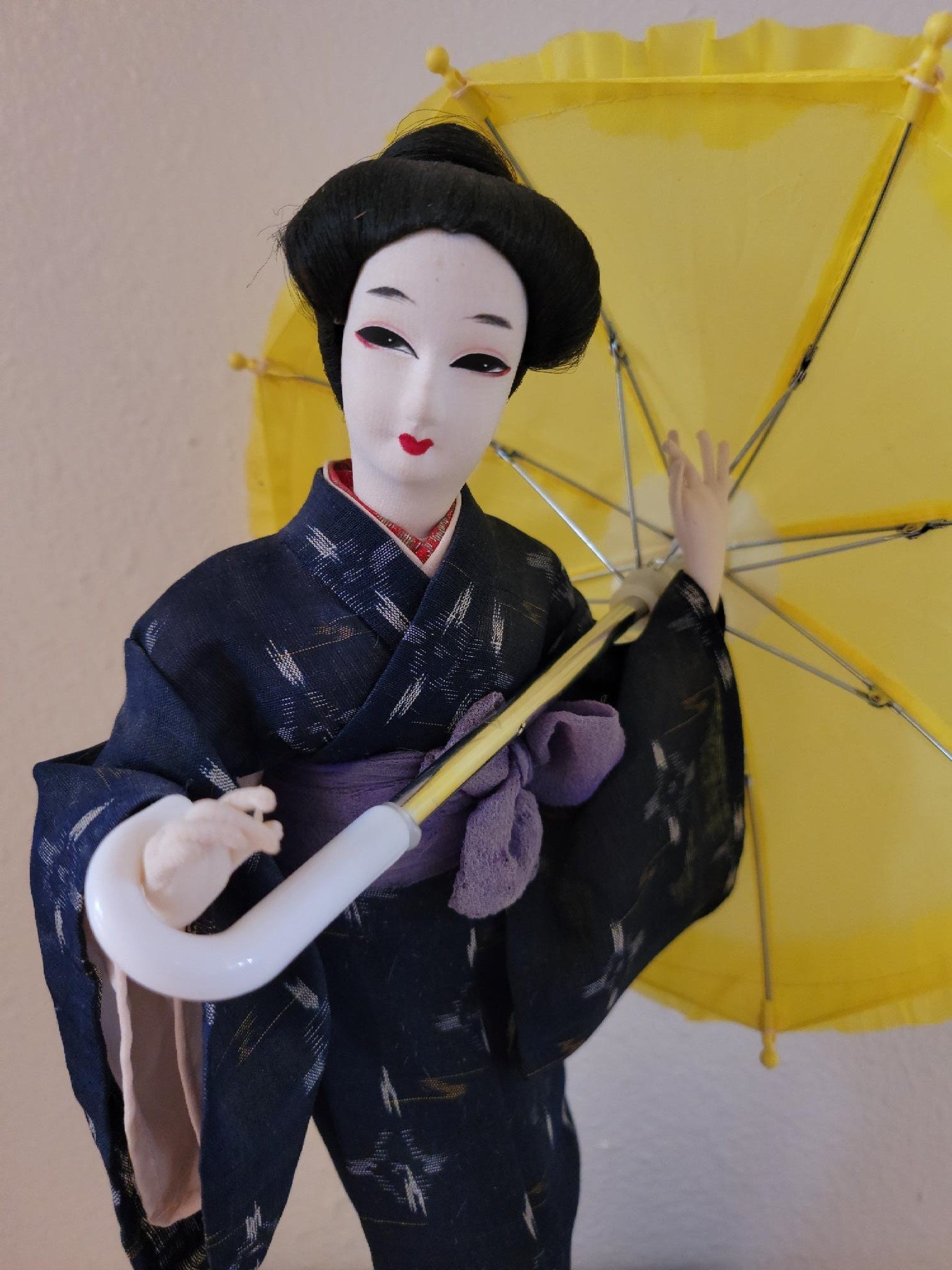 Vintage Geisha Doll Wearing a Beautiful Kimona -holding Umbrella - on ...
