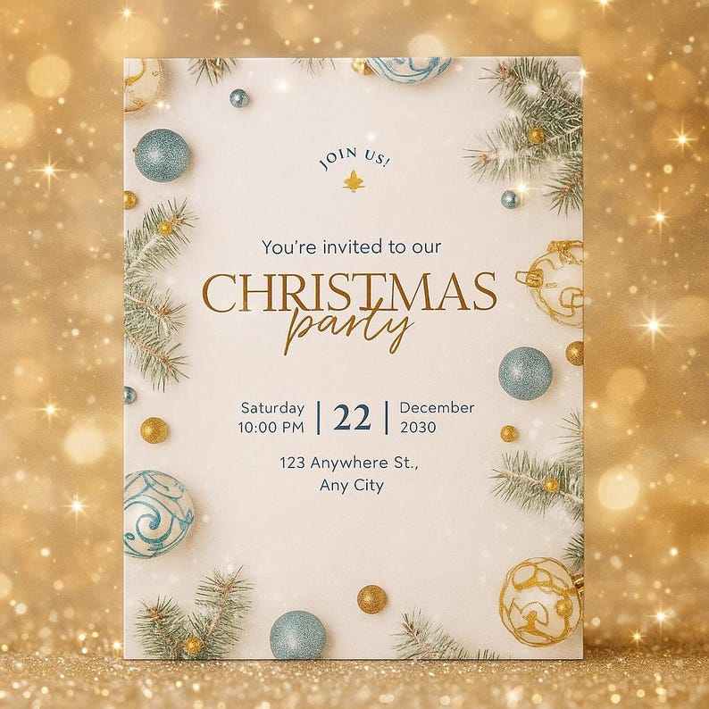 Holiday Party Invitation | Editable Christmas Invite Canva Template ...