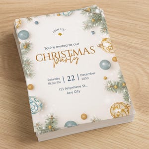 Holiday Party Invitation | Editable Christmas Invite Canva Template ...