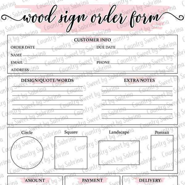 Sign Order Form - Etsy
