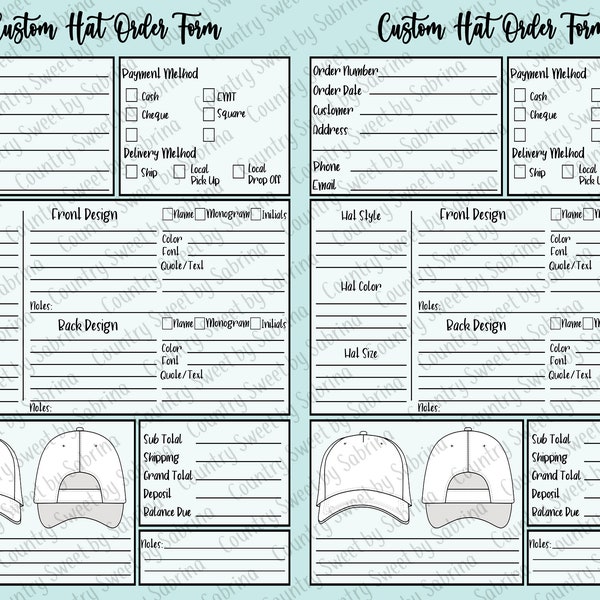 Custom Hat Order Form - Etsy