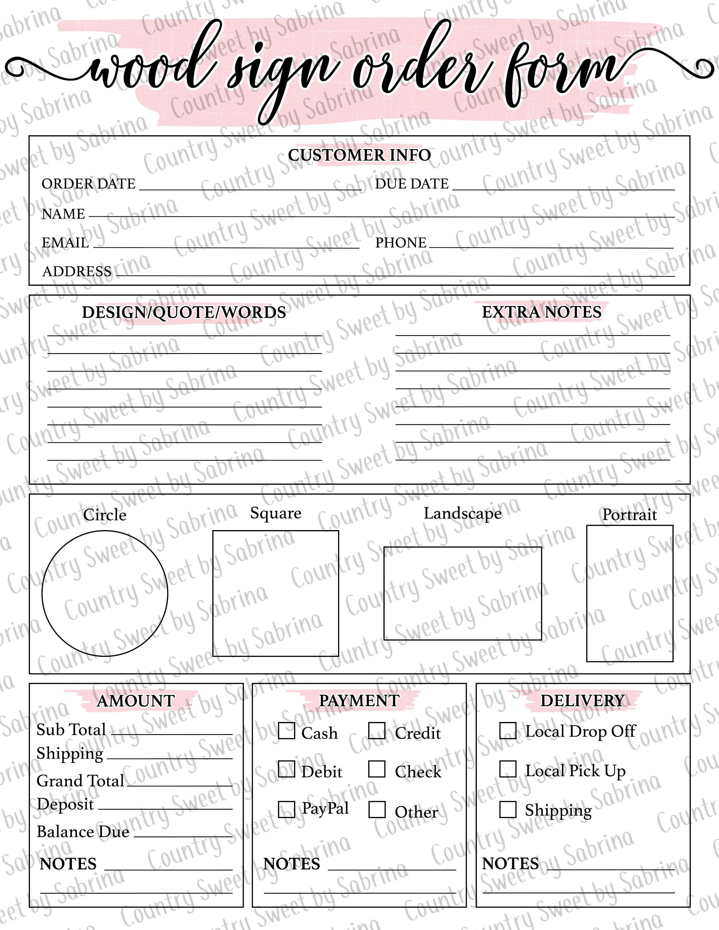 Wood Sign Order Form JPG, Order Form for Crafters, Crafters Order Form ...