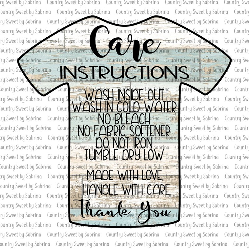 Sublimation Shirt Care Card - Etsy