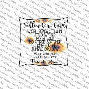 Care Card, Pillow Care Card, Washing Instructions, Care Instruction ...