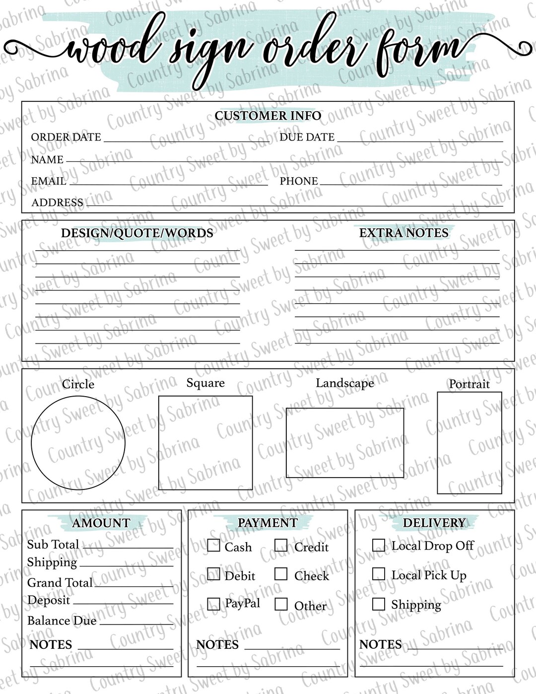 Wood Sign Order Form JPG, Order Form for Crafters, Crafters Order Form ...