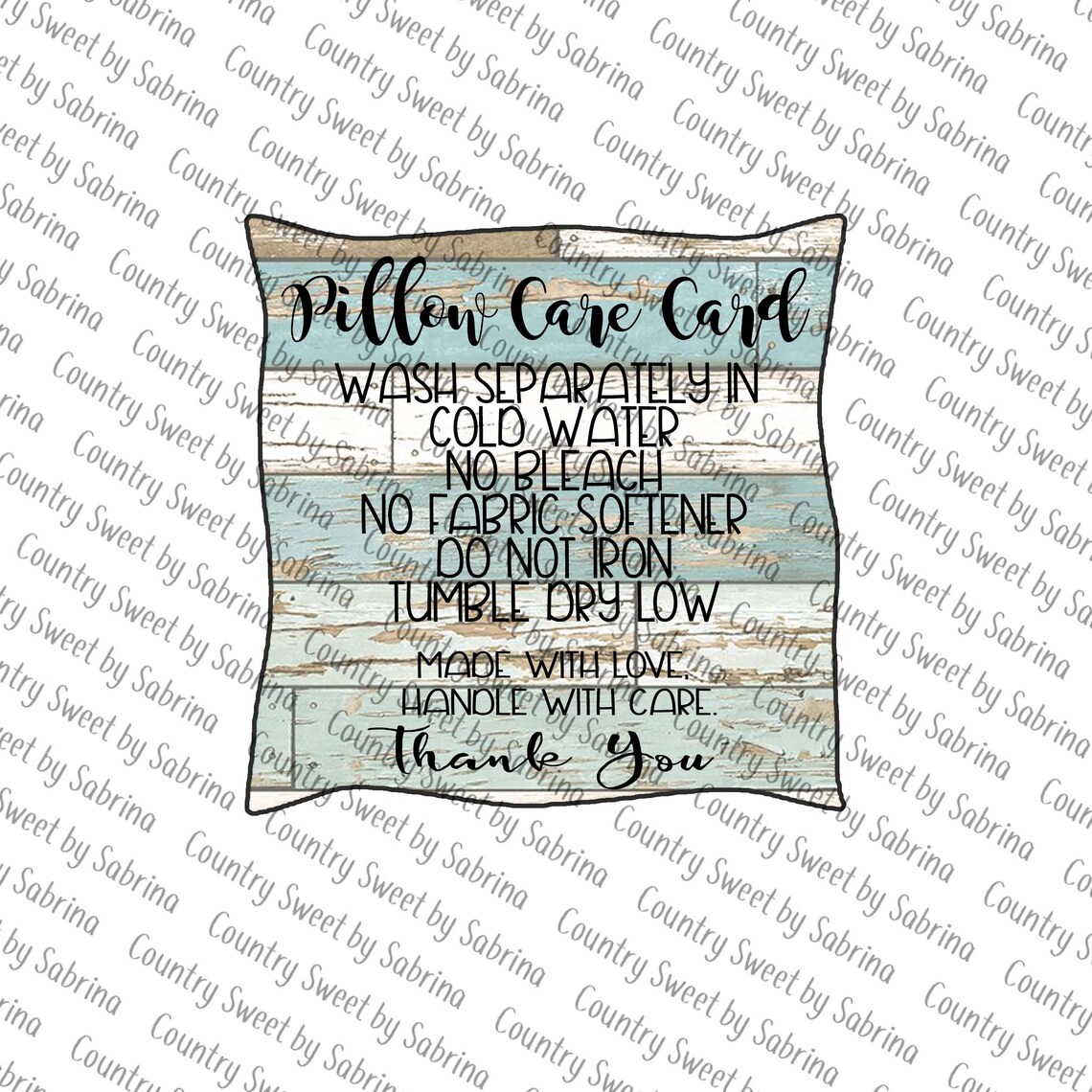 Care Card, Pillow Care Card, Washing Instructions, Care Instruction ...