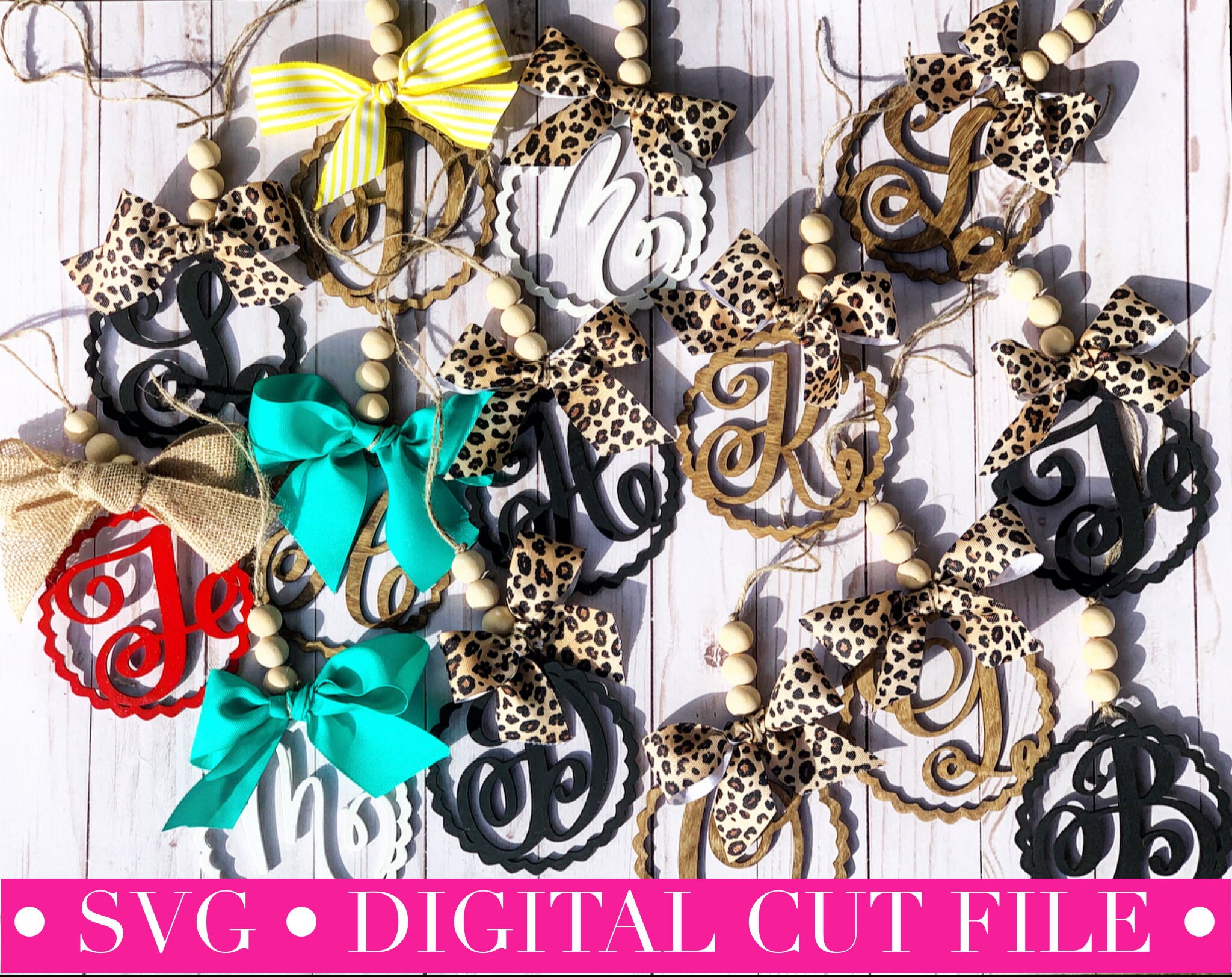 Single Initial Monogram / Car Charm/ Keychain Laser Cut File SVG - Etsy