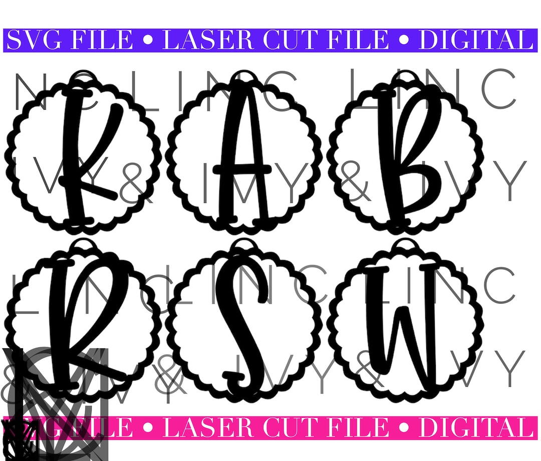 Single Initial Car Charm SVG - Etsy