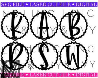Single Initial Monogram / Car Charm/ Keychain Laser Cut File SVG - Etsy