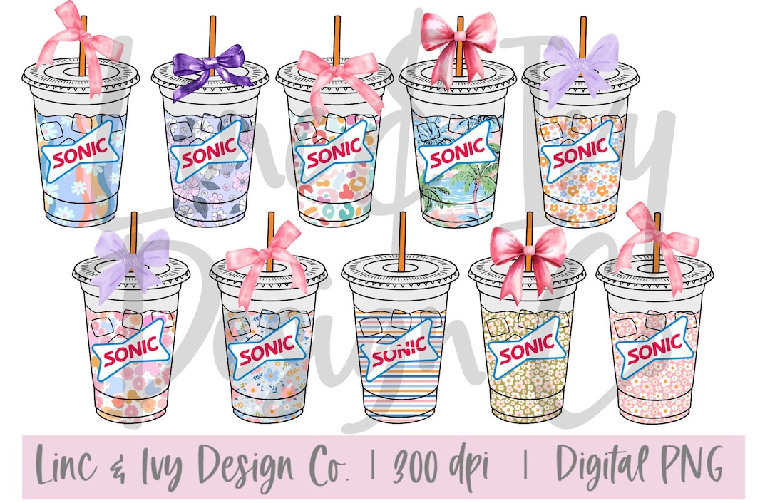 Floral Sonic Drink Cup Bundle PNG / Coquette Soda PNG / Coquette Bow ...