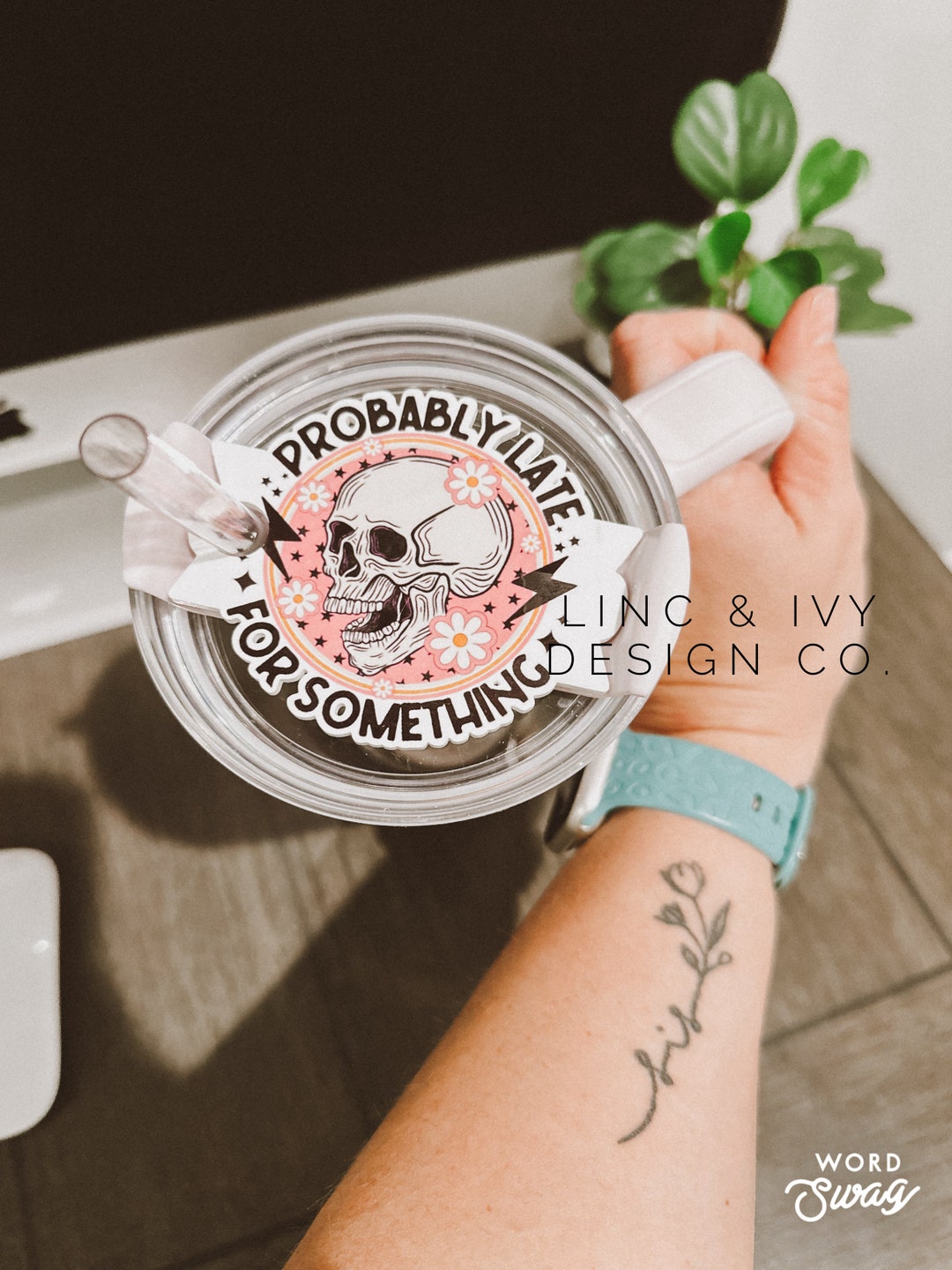 Probably Late for Something Cup Topper Skull Stanley Topper - Etsy