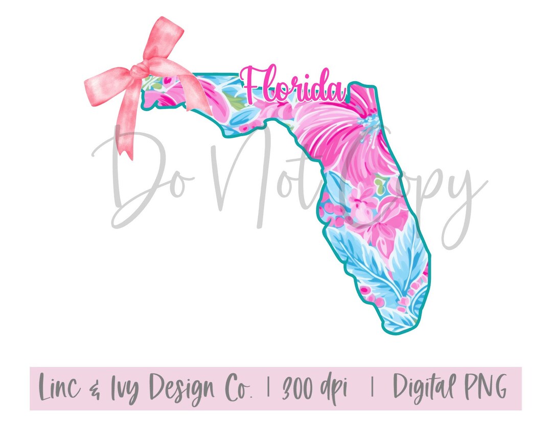 Preppy Coquette FL State / 300 Dpi / Florida PNG - Etsy